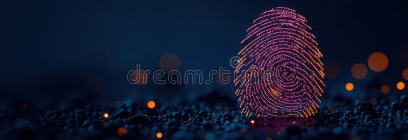 Glowing Fingerprint Emerging from Dark Surface Symbolizing Digital ...