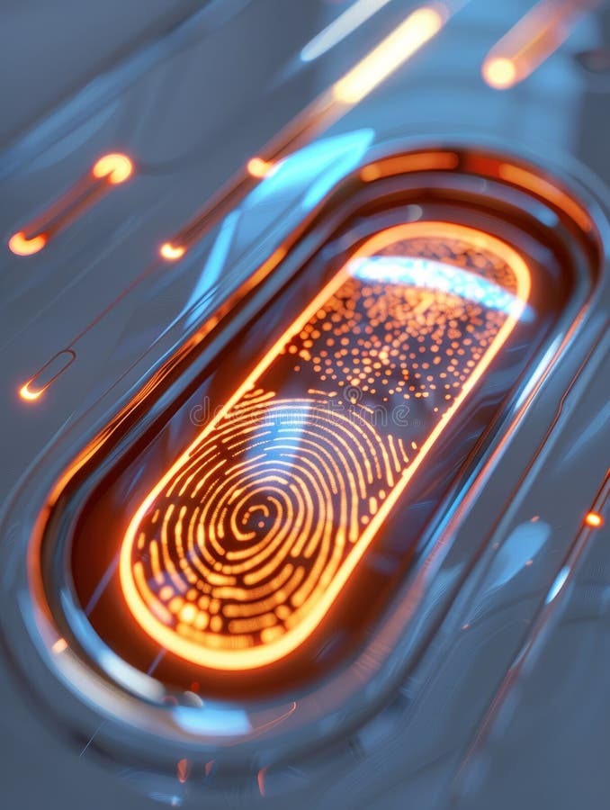 Glowing Fingerprint on a Futuristic Digital Panel Stock Image - Image ...