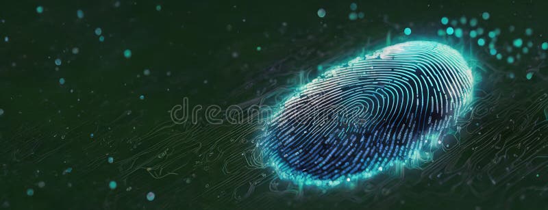 A Glowing Fingerprint Highlights Data Security Technology. the ...