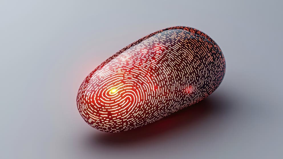 Glowing Fingerprint Pattern in Translucent Red Oval 3D Render Stock ...