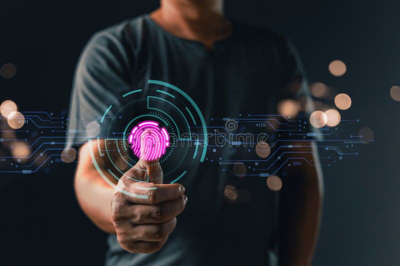 A Glowing Fingerprint Scan Highlights Login Security, Symbolizing Advanced Biometric Access ...