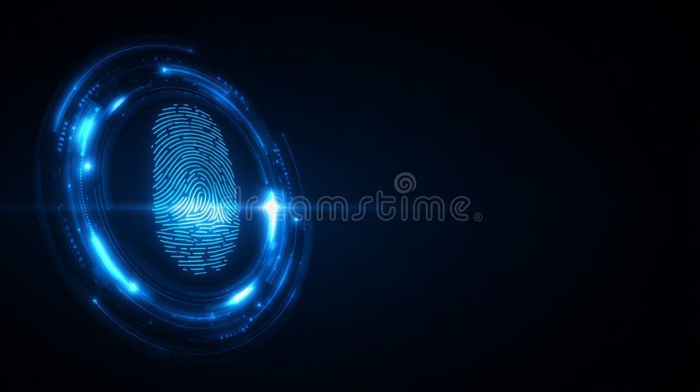 Glowing Fingerprint Scanning Interface with Security Confirmation and ...