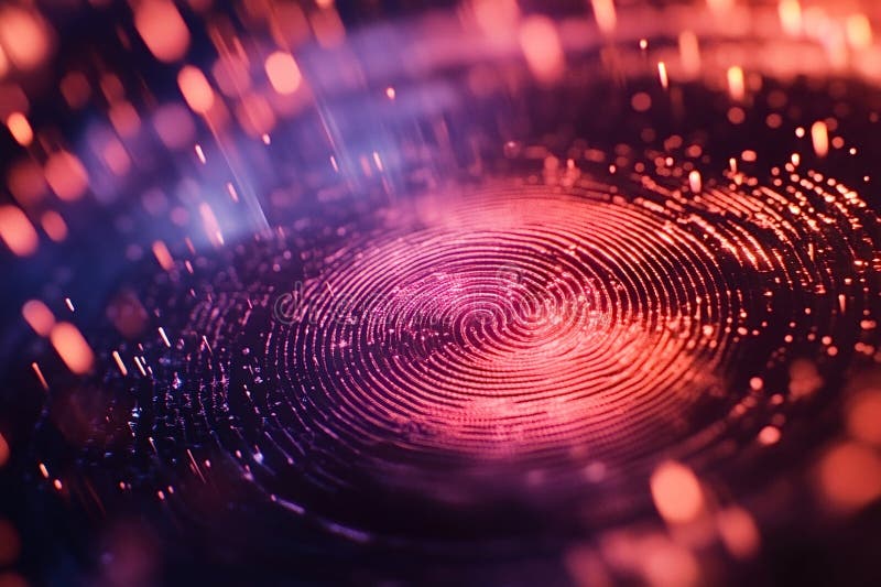 Glowing Fingerprint Showing Cyber Security and Biometric Identification ...