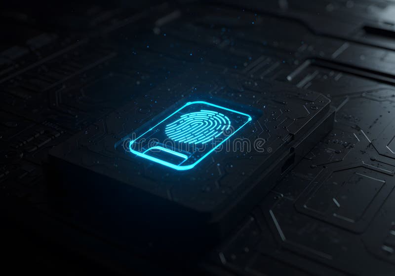 Glowing Fingerprint Smartphone Sensor Stock Illustration - Illustration ...