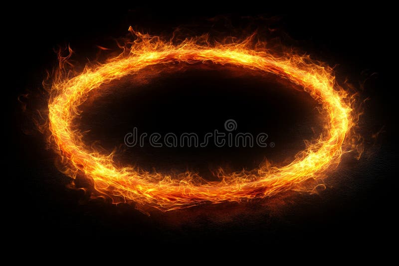 Fire Circle with Space for Text. Isolated on Black Background. AI ...