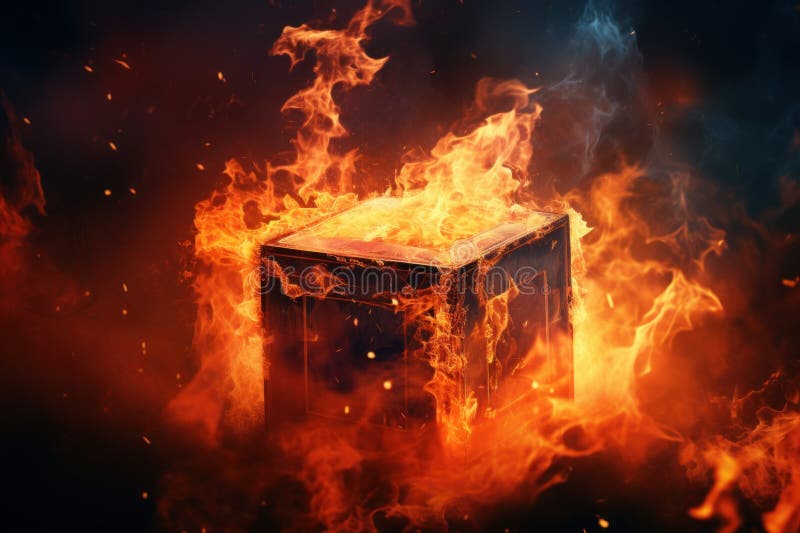Glowing Fire Cube Background. Generate Ai Stock Illustration ...