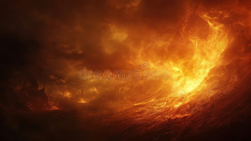 Glowing Fire in Dramatic Inferno Scene Stock Illustration ...