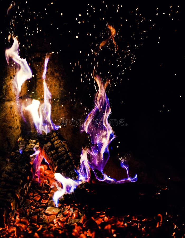 A Glowing Fire in Fireplace Stock Image - Image of year, bright: 148367641