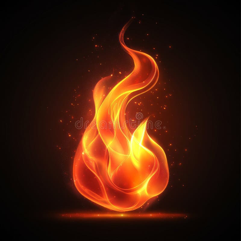 Glowing Fire Flame on a Dark Background with Sparks. Stock Image ...