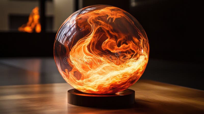Glowing Fire Globe Blending Geography with Abstract Art Stock ...