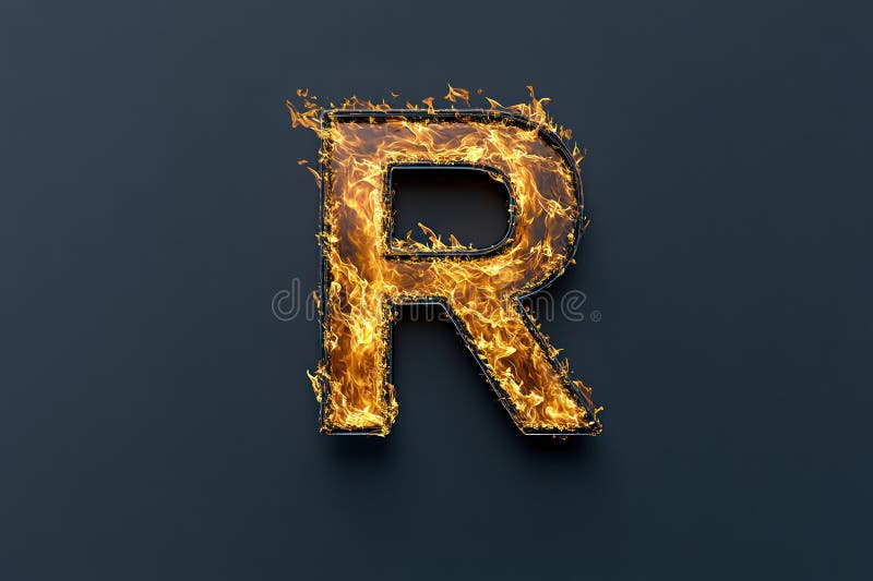 Glowing Fire Letter R Burning in Flames Stock Illustration ...