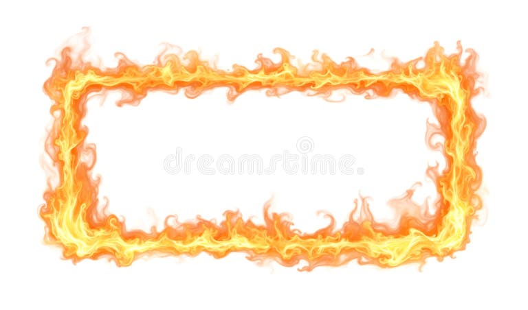 Burning Rectangular Frame Isolated on White Background, Fiery Border ...