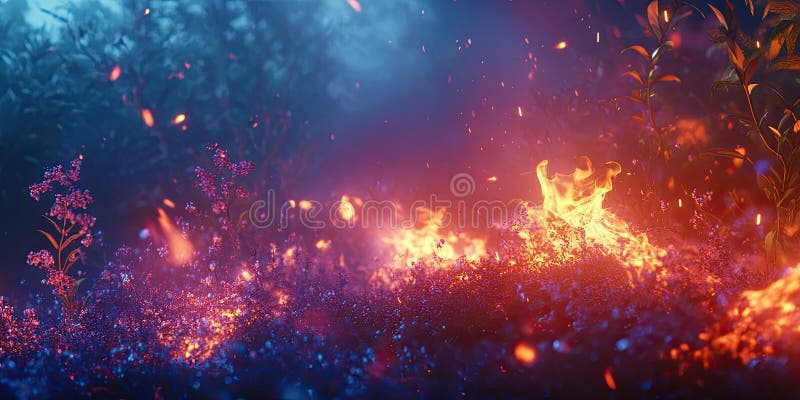 Glowing Fire and Smoke Effect Creating a Dynamic and Fiery Background ...