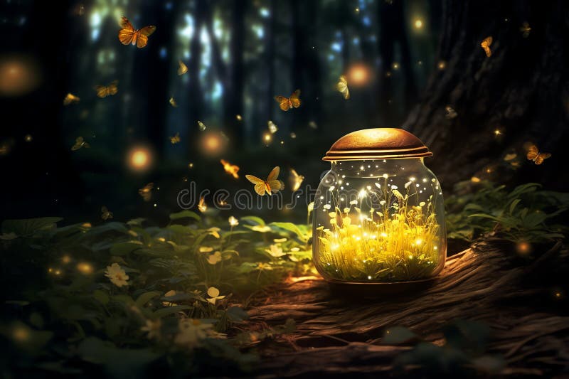 Glowing Fireflies Lighting Up Magical Fairytale World Stock ... Glowing Fireflies Lighting Up Magical Fairytale World Stock ...