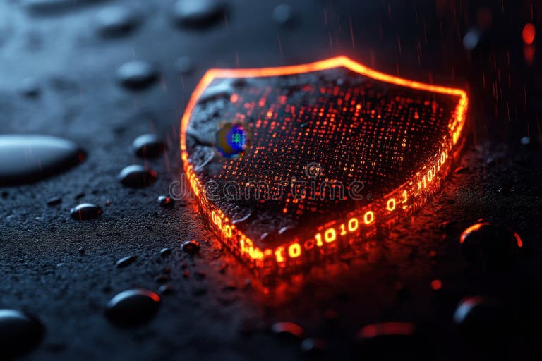 Glowing Firewall Binary Code Shield Protecting Against Cyber Threats, a Digital Fortress of Data ...