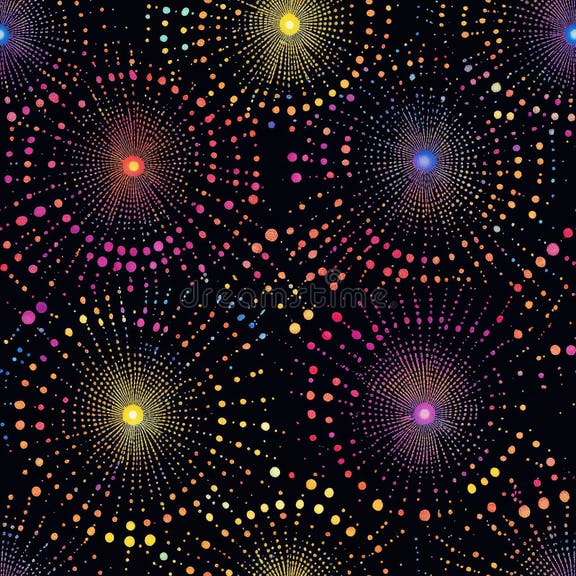 A Glowing Firework Burst Pattern, Where Circles Explode into Colorful ...