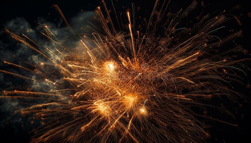 Glowing Firework Display Explodes into Vibrant Colors Generated by AI ...