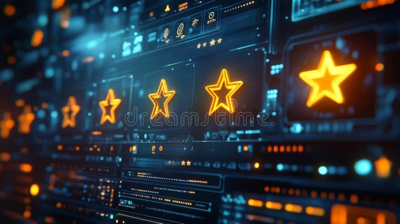 Glowing Five Star Digital Customer Service Review Board Stock Image ...