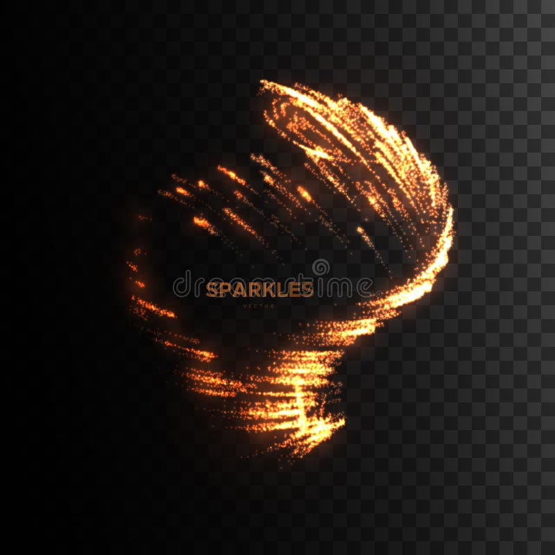 Glowing Fire Sparkles Isolated on Black Background. Stock Vector ...
