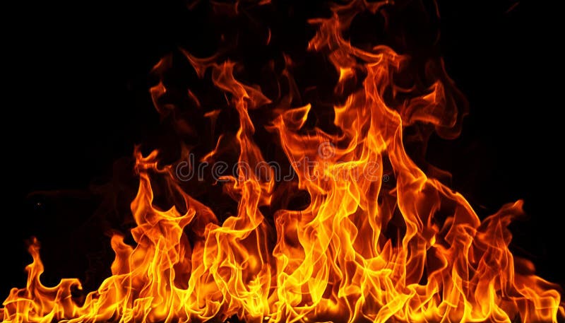 Glowing Flames and Wisps of Smoke in a Fiery Scene Stock Illustration ...