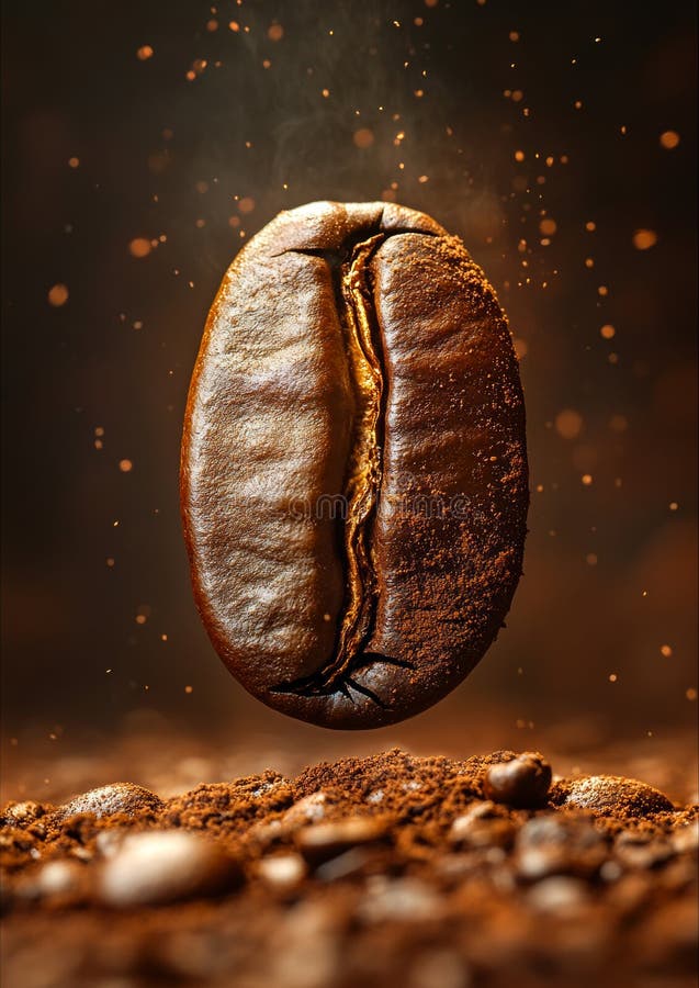 Glowing Floating Coffee Bean Stock Image - Image of roasted, nature ...