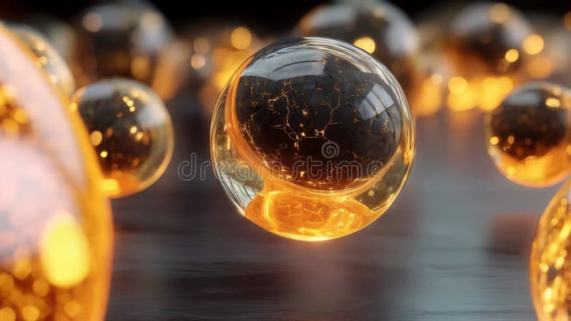 Glowing Floating Glass Spheres Stock Video - Video of abstract, focus ...