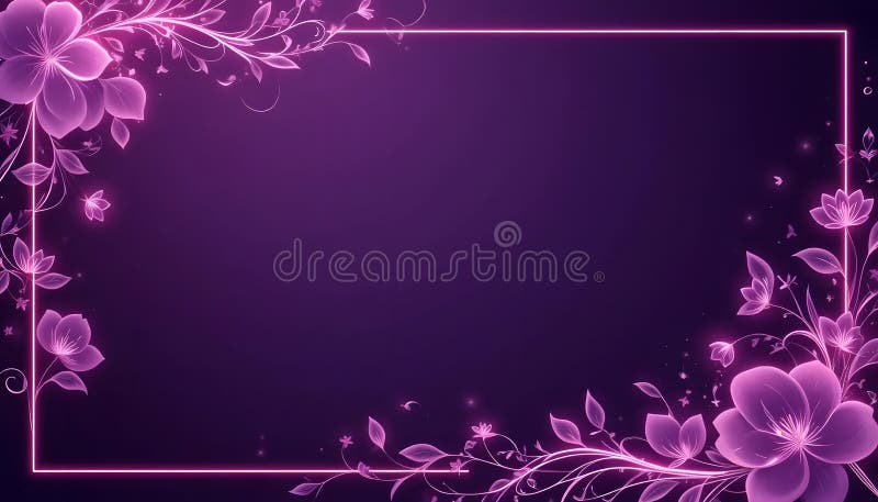 Glowing Floral Frame: a Purple Dream Background. Generative AI Stock ...