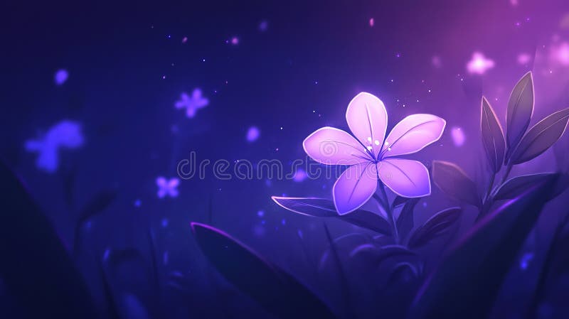 Glowing Flower in Dark Fantasy Night Scene Stock Image - Image of ...