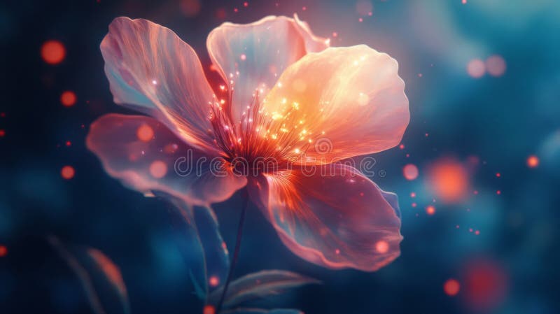 Glowing Flower with Magical Light Effects Stock Illustration ...
