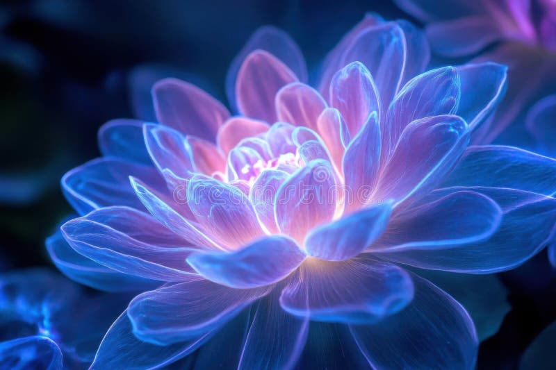 Glowing Flower, Neon Petals, Abstract Bloom Stock Illustration ...