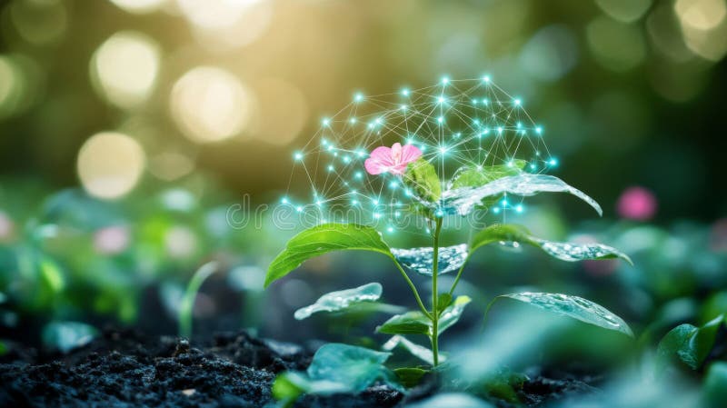 Glowing Flower: a Symbol of Growth, Technology, and Nature Stock ...
