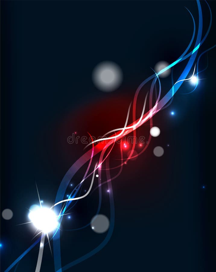 Glowing Flowing Waves and Stars in Dark Space Stock Vector ...