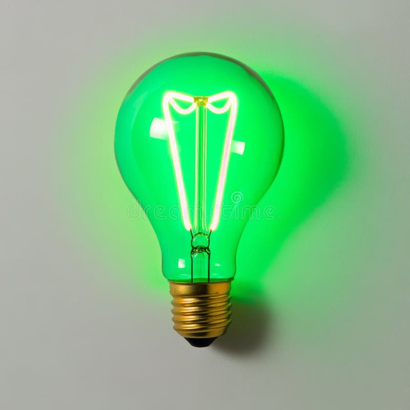 Glowing Fluorescent Light Bulb on Grey Background, 3d Illustration ...