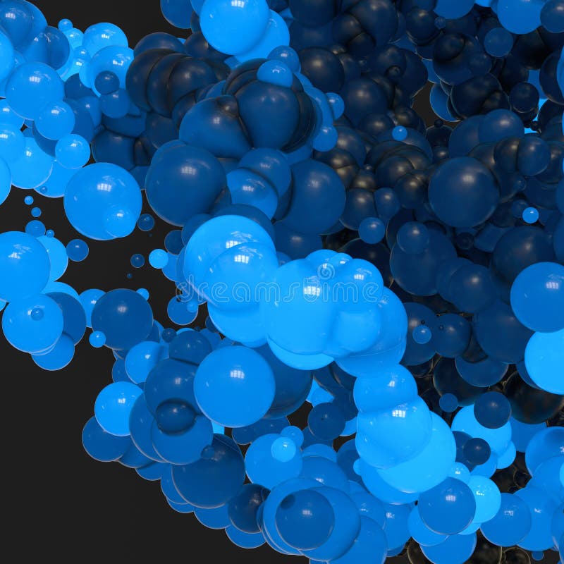Glowing and Flying Spheres with Dark Background, 3d Rendering Stock ...