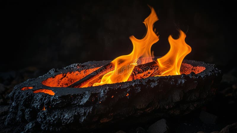 Intense Flames in a Blacksmith Forge Stock Illustration - Illustration ...