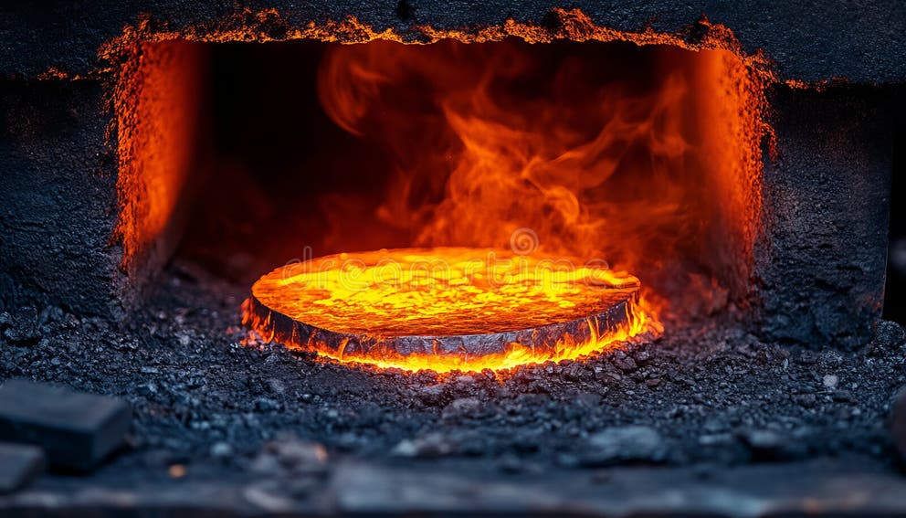 Glowing Forge Radiates Creativity and Skill, Showcasing Molten Metal ...