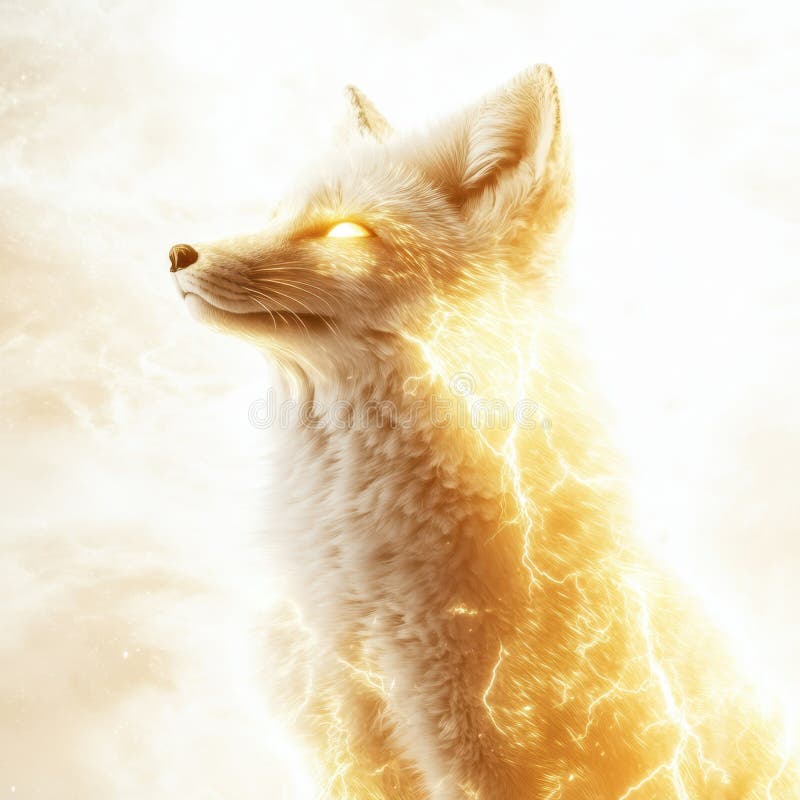 Glowing Fox with Electric Fur Radiates Energy and Light Stock ...
