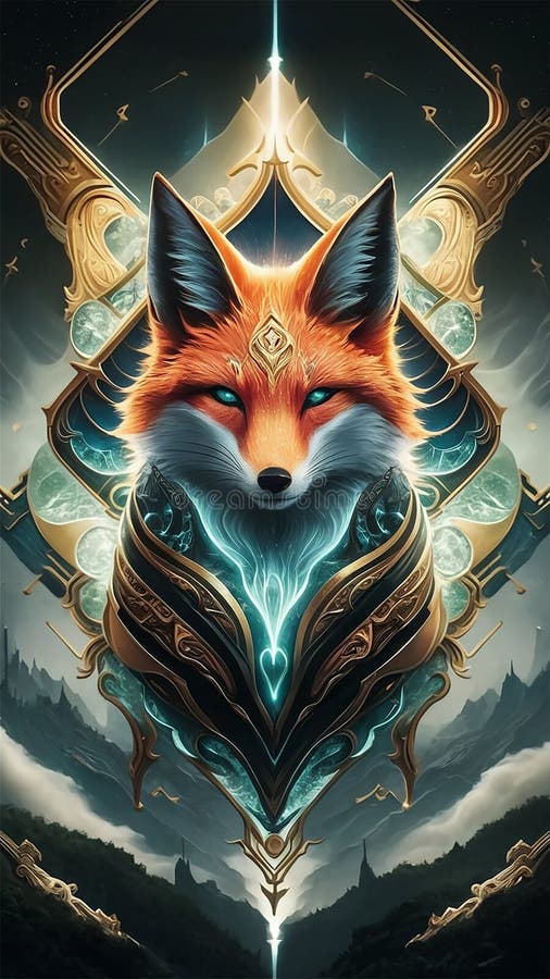 Glowing Fox, Intricately Designed with Sleek Futuristic Elements Stock ...