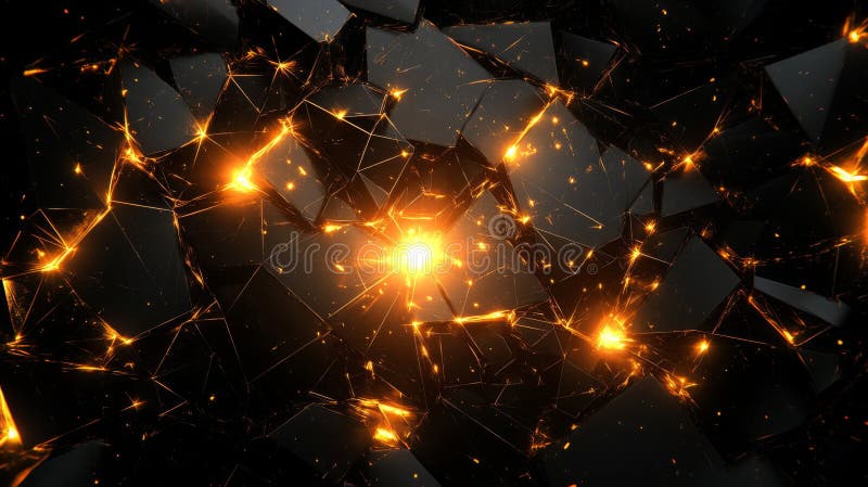Glowing Fractured Black Crystals Abstract Art Stock Illustration ...