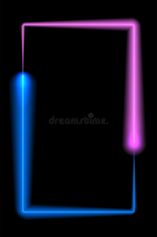 Glowing Frame Made of Blue and Pink Neon Light Stock Vector ...