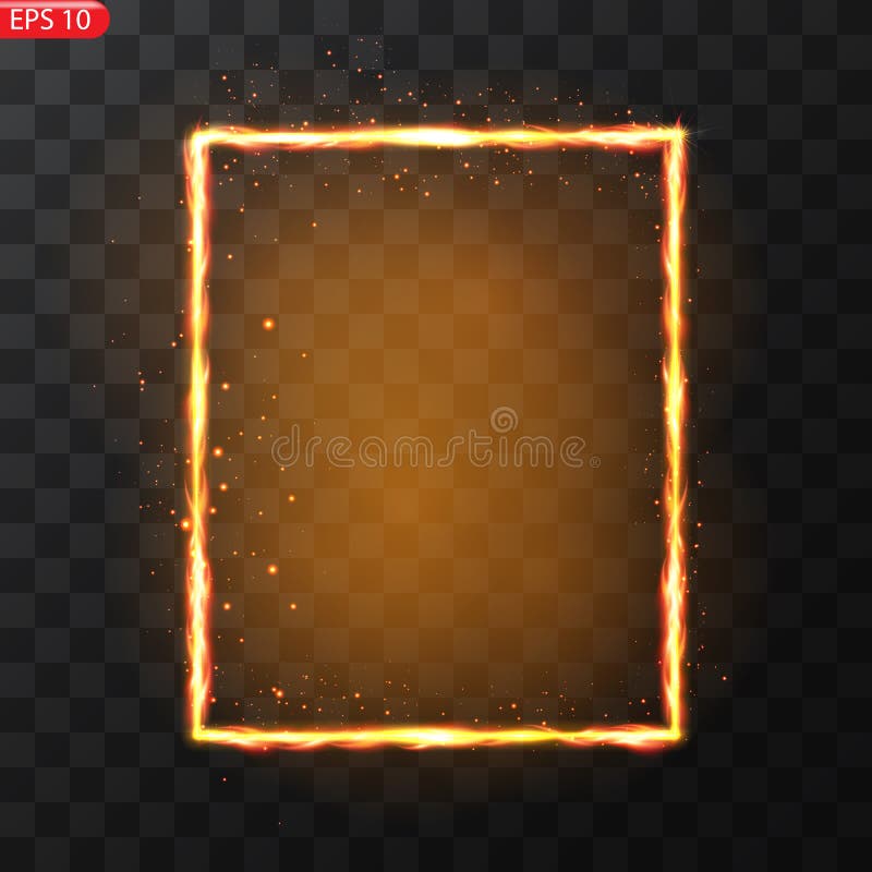 Glowing Frames on Transparent Background. Square Glow Borders ...