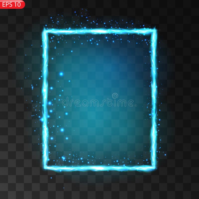 Glowing Frames on Transparent Background. Square Glow Borders ...