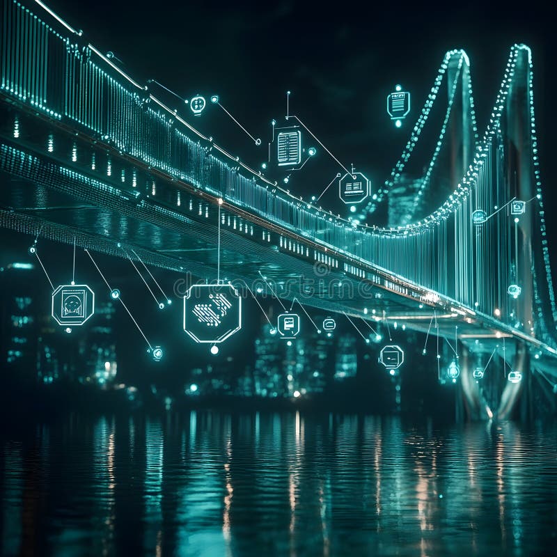 Glowing Futuristic Bridge Stock Illustrations – 4,251 Glowing ...