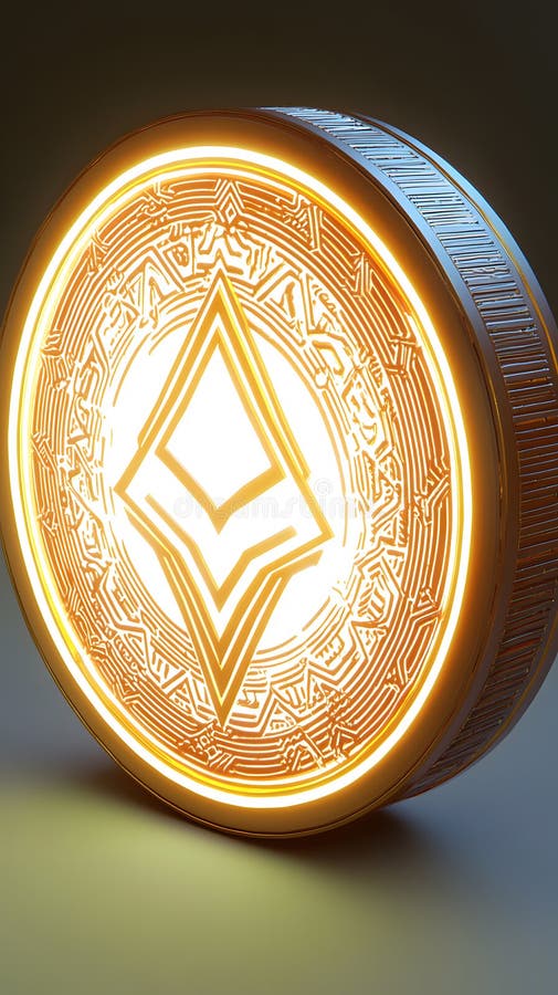 Glowing Futuristic Coin Design. Stock Illustration - Illustration of ...