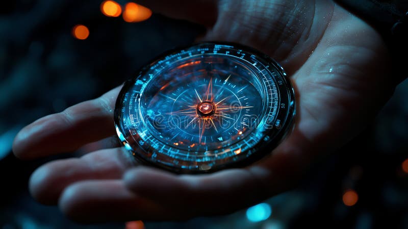 Futuristic Compass Navigation Device Handheld Technology Digital Way ...