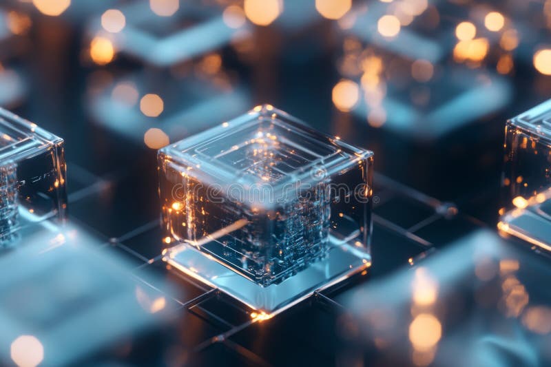 Glowing Futuristic Cubes with Digital Technology Theme, Suitable As ...