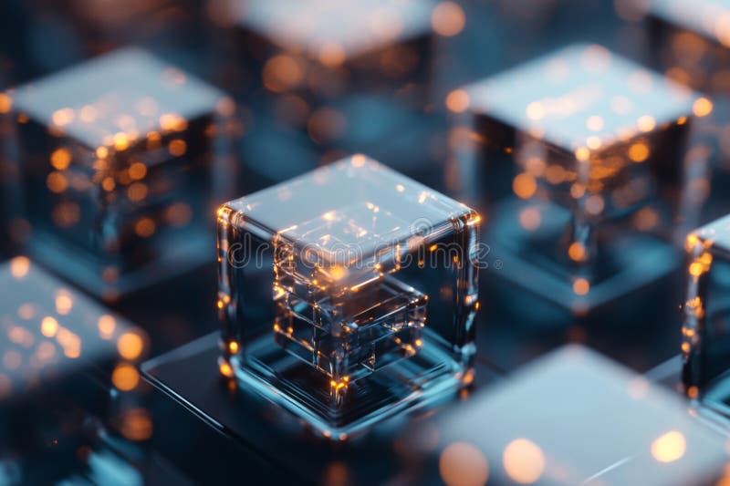 Glowing Futuristic Cubes with Digital Technology Theme, Suitable As ...