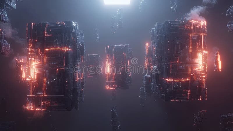 Neon Cubes in Space stock illustration. Illustration of electric ...