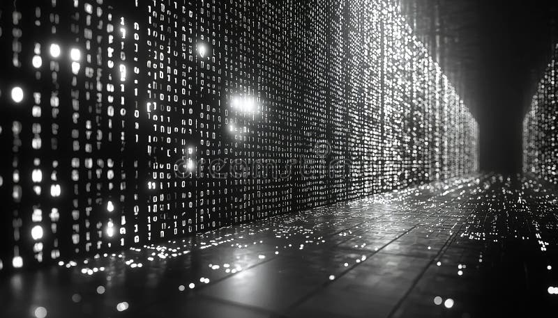 Glowing Futuristic Data Pattern in Dark Digitally Generated Image ...