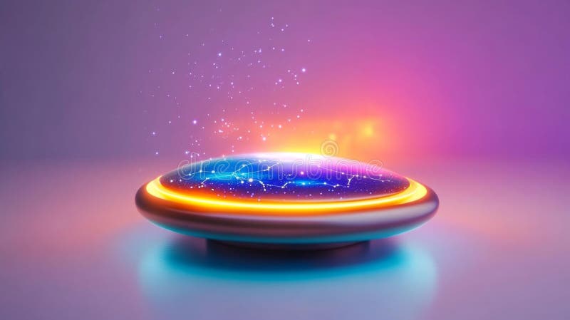 A Glowing Futuristic Device Displaying a Cosmic Network Isolated with ...